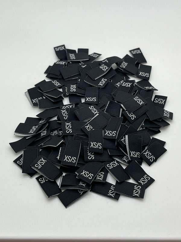 Black size labels with White text multi size labels – Trim Warehouse